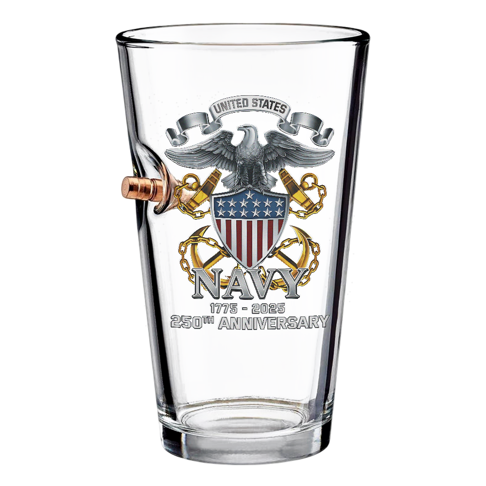 Navy 250th Anniversary Bullet Pint Glass