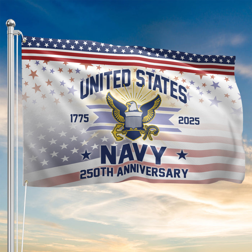 Navy 250th Anniversary Flag & Flagpole Combo