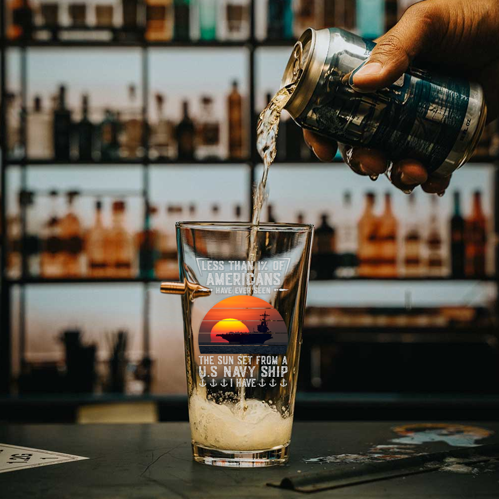 Less Than 1% Navy Ship Bullet Pint Glass