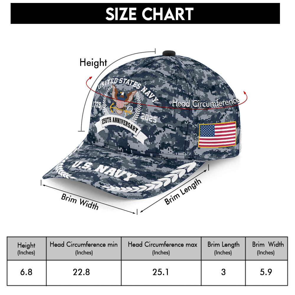 Navy 250th Anniversary Classic Tee & Classic Cap Combo